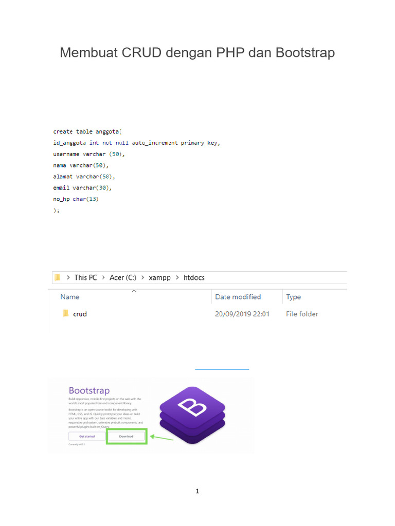 Membuat CRUD dengan PHP dan Bootstrap | PDF