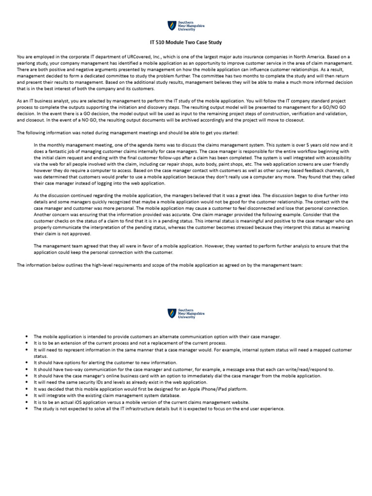 IT 510 Module Two Case Study | PDF | Ios | Mobile App