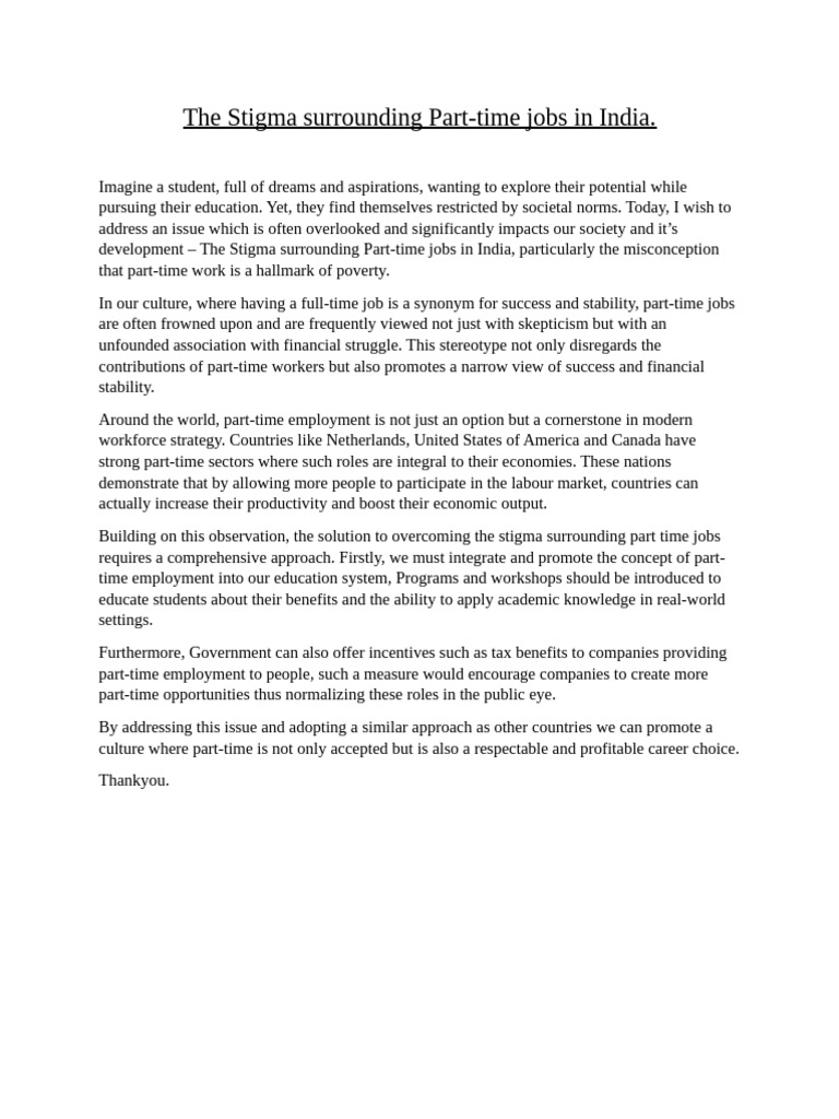 The Stigma Surrounding Part | PDF