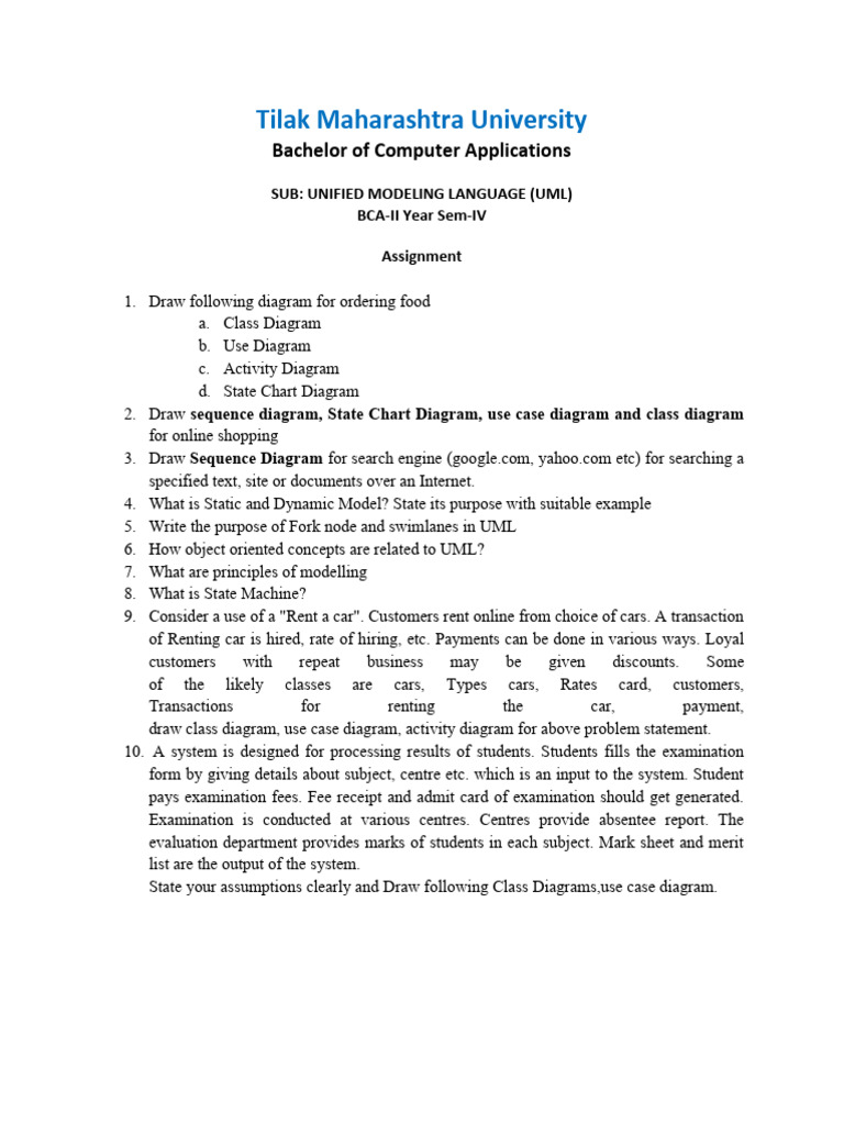 UML Assignments | PDF