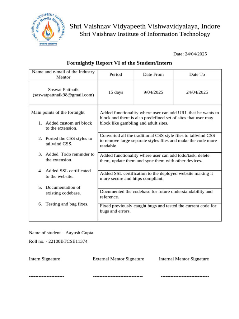 fortnightly report 7 | PDF