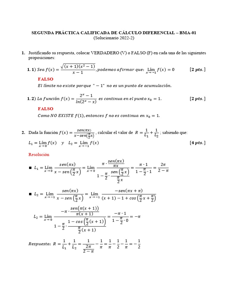 P2 (Sol. 2022-2) | PDF | Asíntota | Objetos matemáticos