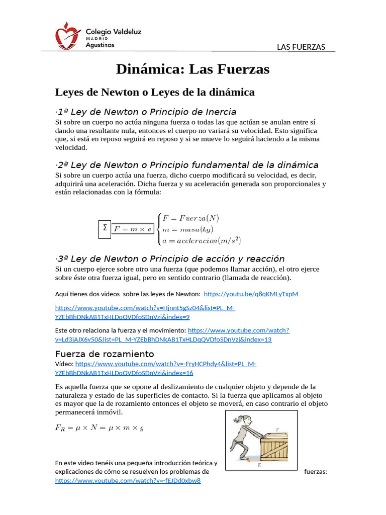 Leyes de Newton y Fuerzas en Dinámica | PDF | Fuerza | Las leyes del ...