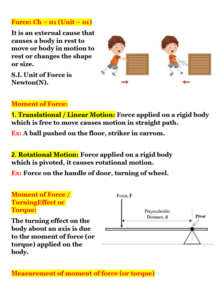 CH 01 - Force 10 Icse 2025-26 | PDF | Force | Torque