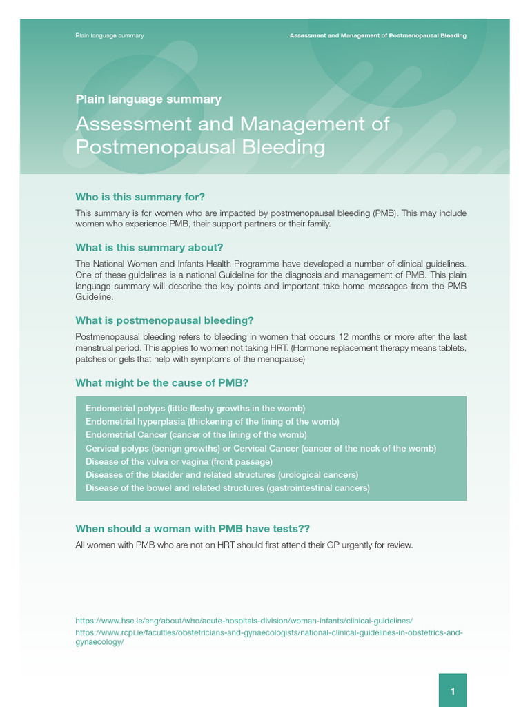 Assessment and Management of Postmenopausal Bleeding - PLS - 2023 | PDF ...