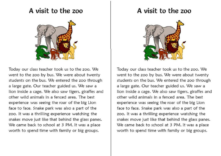 A Visit To The Zoo | PDF