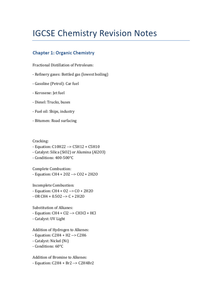The Ultimate Chemistry Igcse Rivision Note | PDF | Anode | Electrolyte