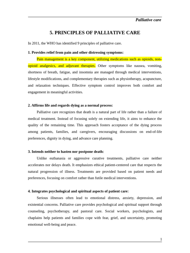 Principles of Palliative Care | PDF | Palliative Care | Psychotherapy