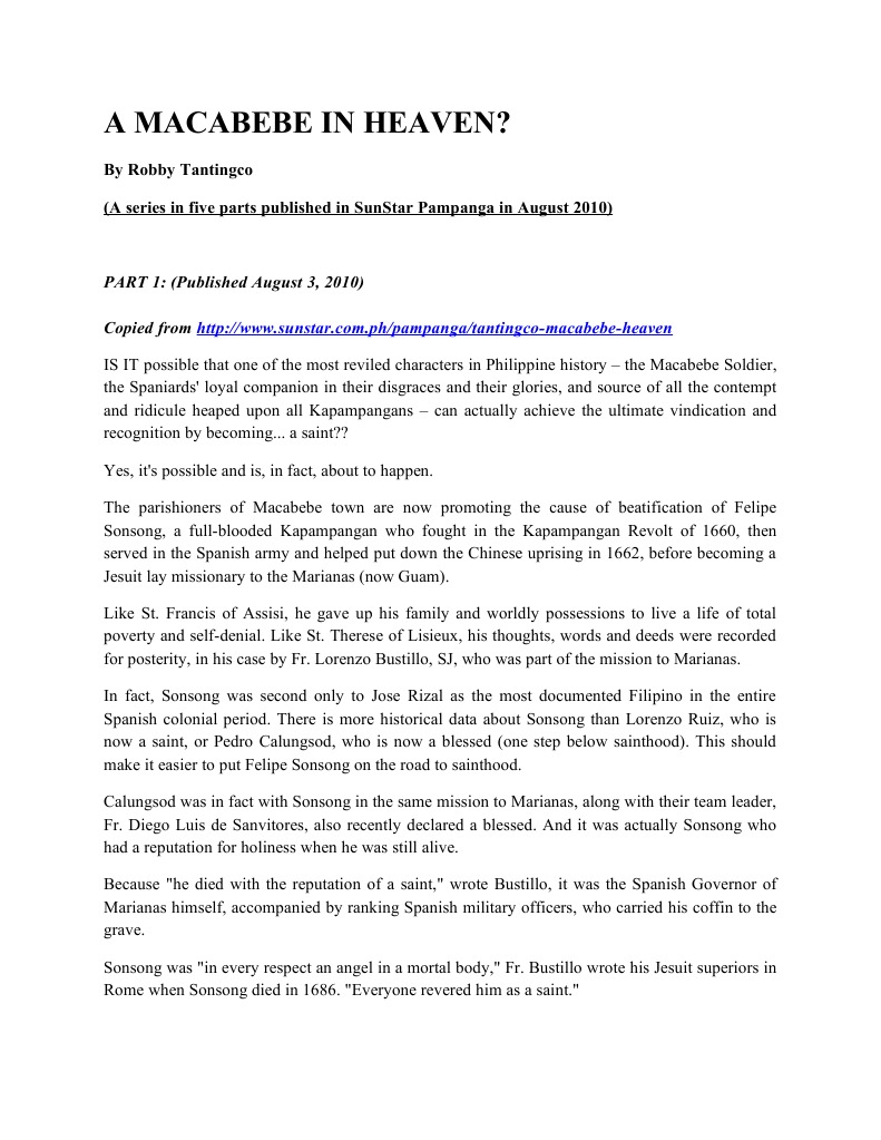 A Macabebe in Heaven | PDF | Religious Behaviour And Experience ...