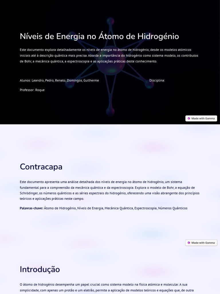 Níveis de Energia no Átomo de Hidrogênio | PDF | Átomos | Nível de energia