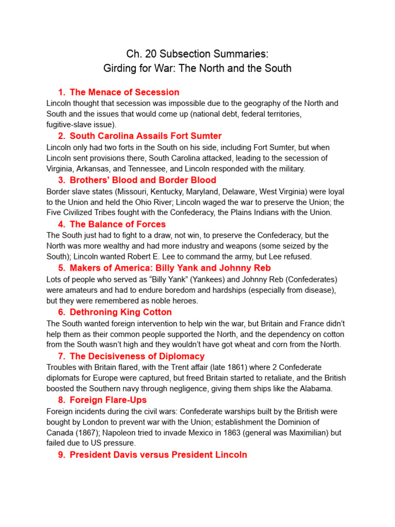 Ch. 20 Subsection Summaries (14 Sections in The Chapter) | PDF ...