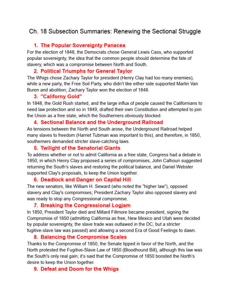 Ch. 18 Subsection Summaries (14 Sections in The Chapter) | PDF ...