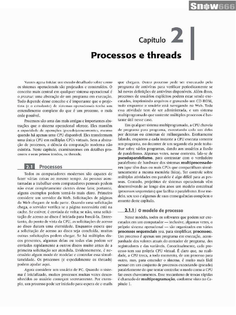 Capítulo 2 - Processos e Threads | PDF