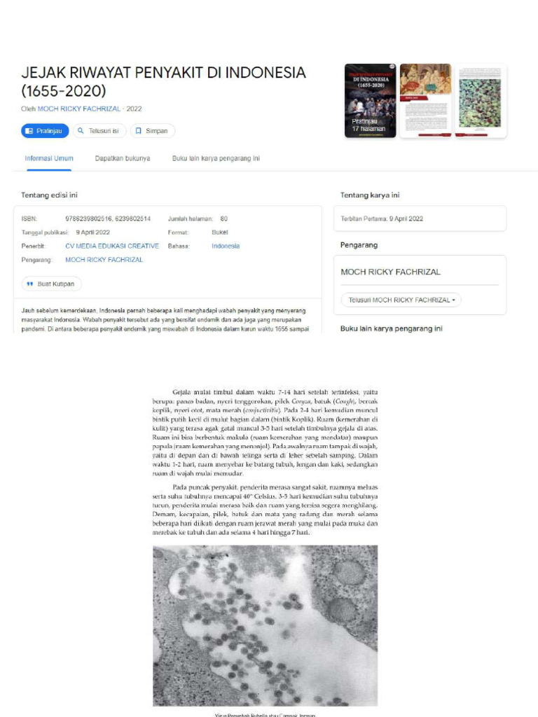 Jejak Riwayat Penyakit Di Indonesia 2022 | PDF