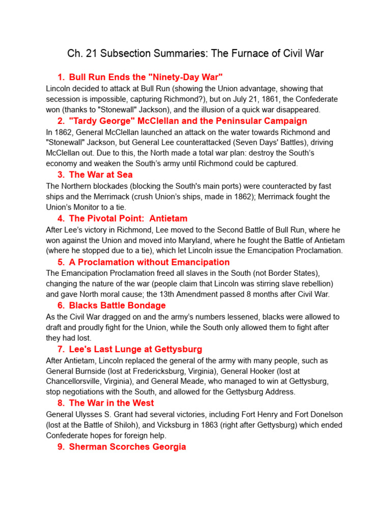 Ch. 21 Subsection Summaries (15 Sections in The Chapter) | PDF ...