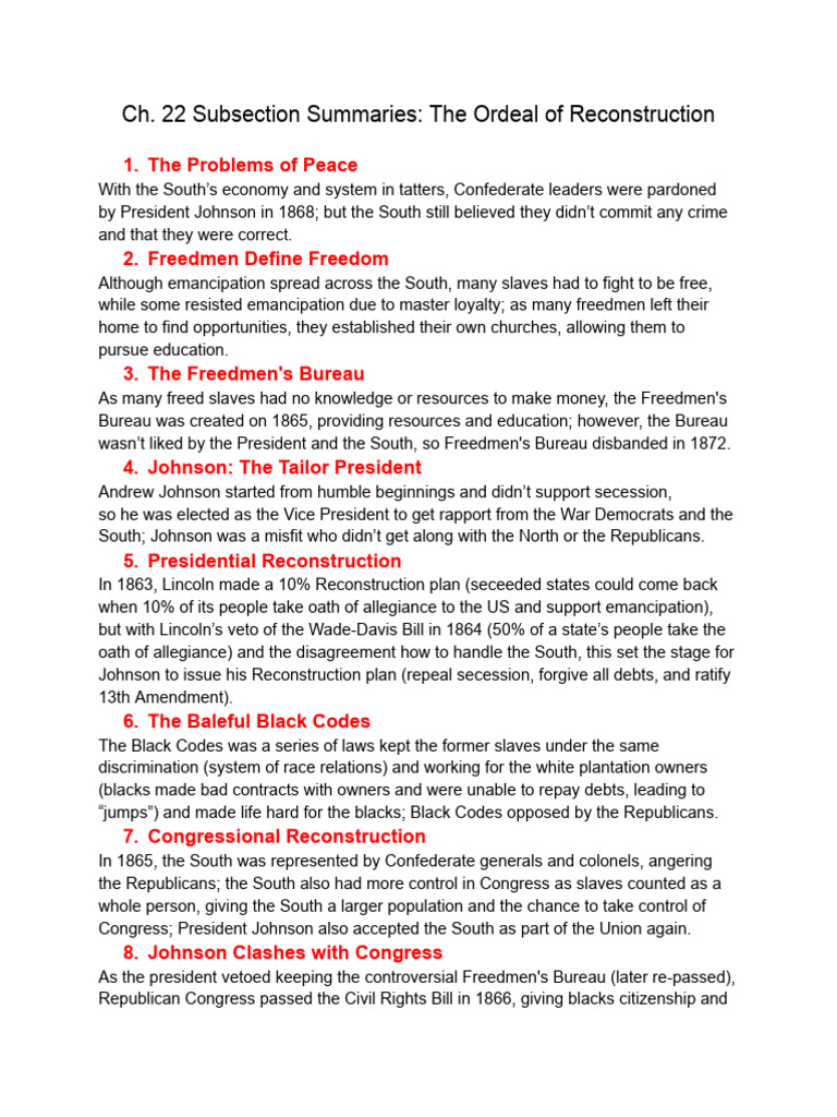 Ch. 22 Subsection Summaries (18 Sections in The Chapter) | PDF ...