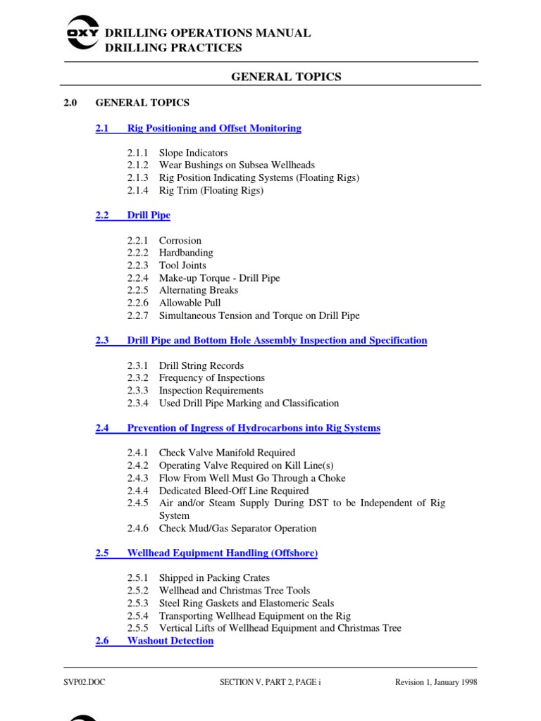 OXY Drilling Practices | PDF | Pipe (Fluid Conveyance) | Drilling Rig