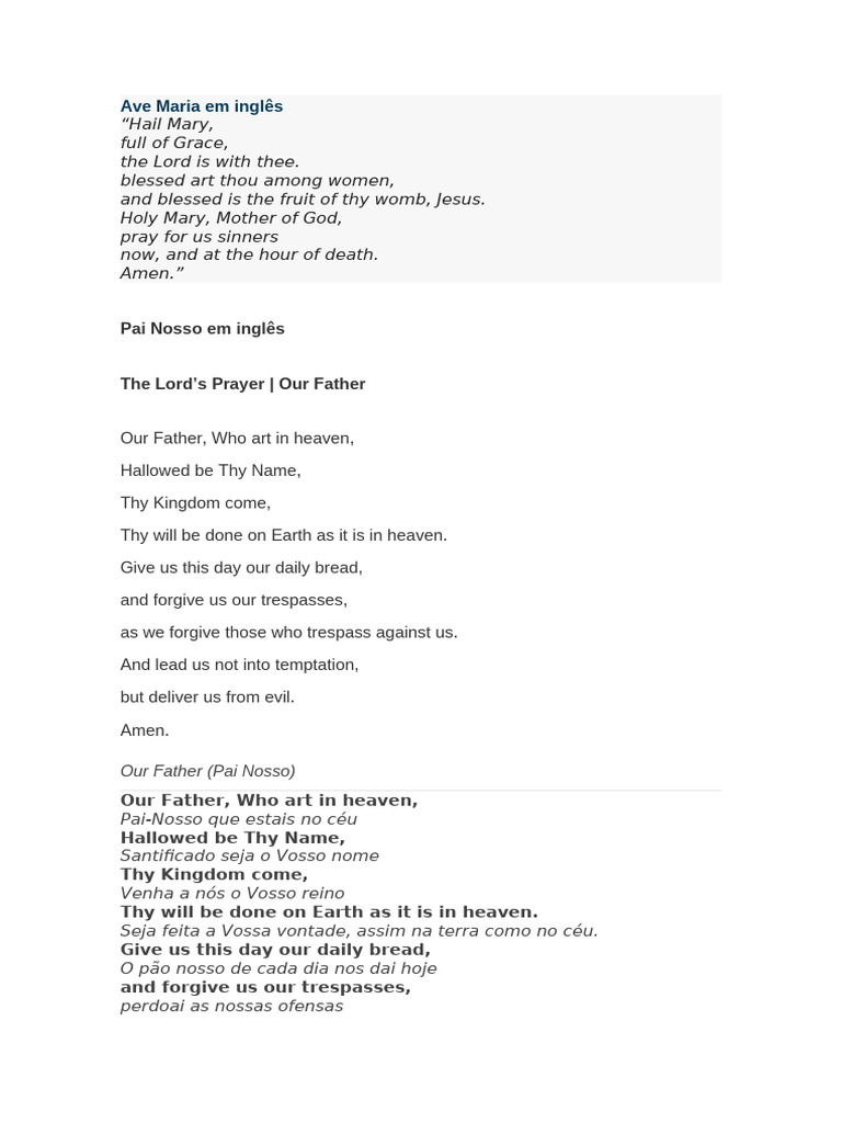 Ave Maria Prayer in English | PDF