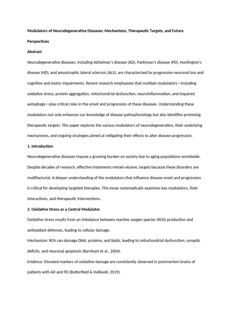Modulators of Neurodegenerative Diseases | PDF | Medical Specialties | Biology
