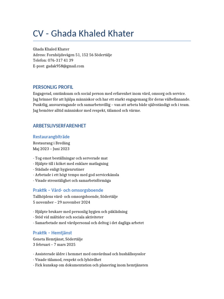 CV Ghada Khaled Khater | PDF