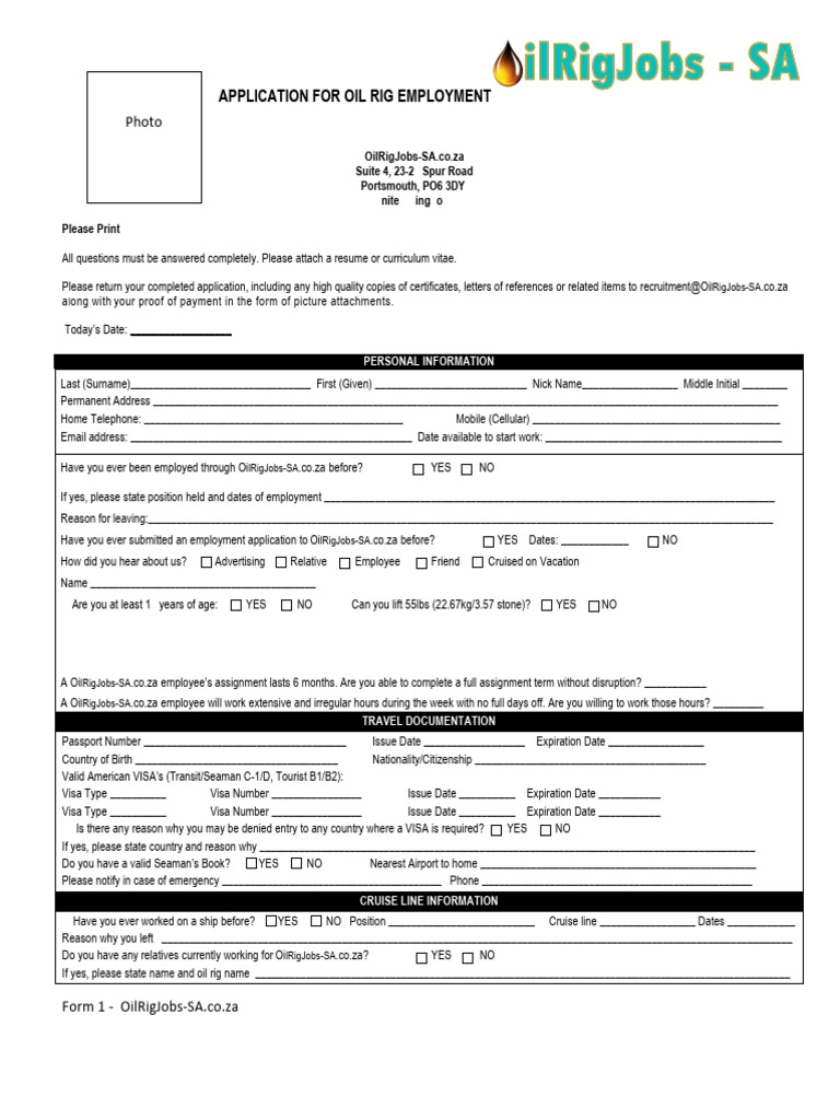 OilRigJobs-SA Application Form | PDF | Fluency | Employment