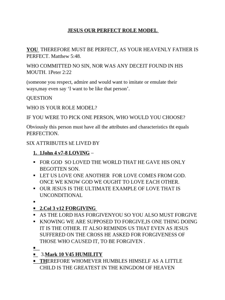 Jesus: Our Perfect Role Model | PDF | Jesus | God The Father