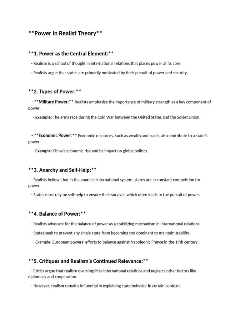 Understanding Power in Realism | PDF