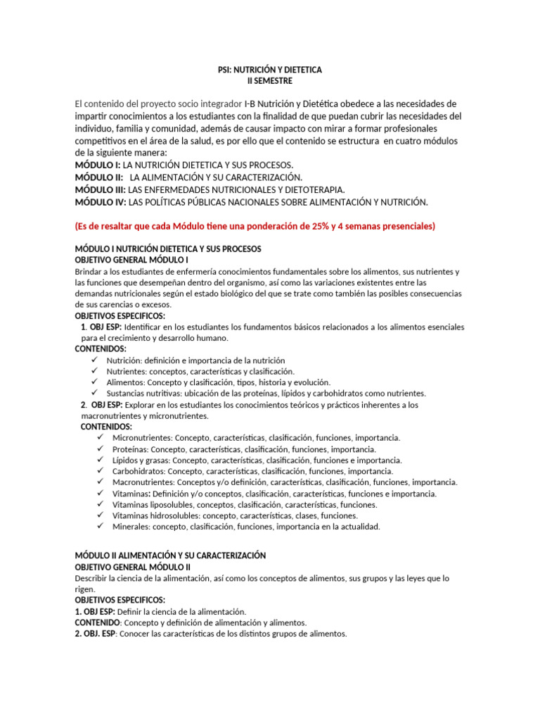 PSI: Nutrición y Dietética en Salud | PDF | Nutrición | Dieta y nutrición