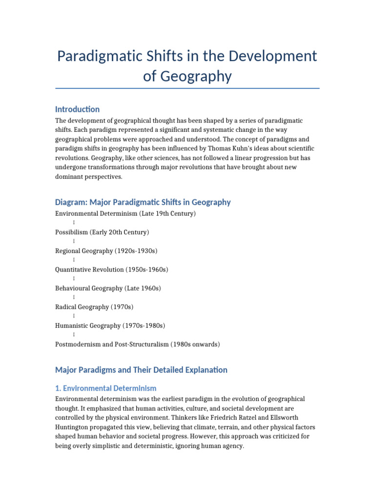 Paradigmatic Shifts in Geography | PDF | Geography | Paradigm