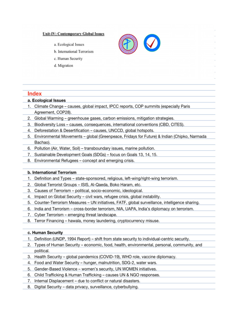 Unit-4 _ Contemporary Global Issues | PDF | Climate Change | Greenhouse Gas