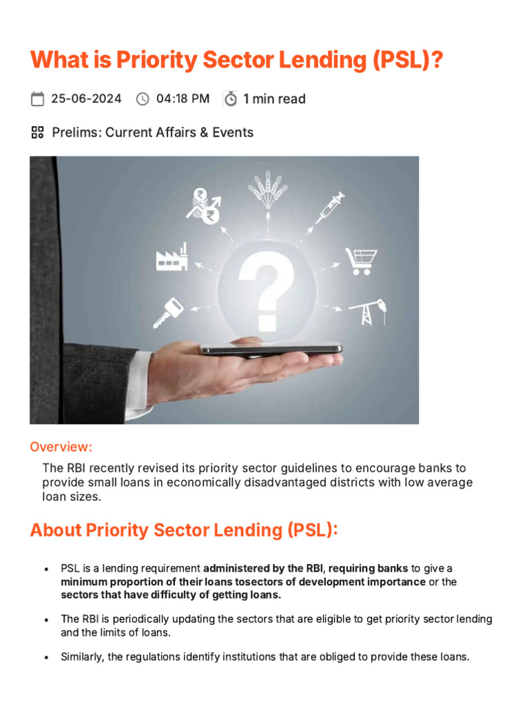 What Is Priority Sector Lending (PSL) | PDF | Banks | Economies