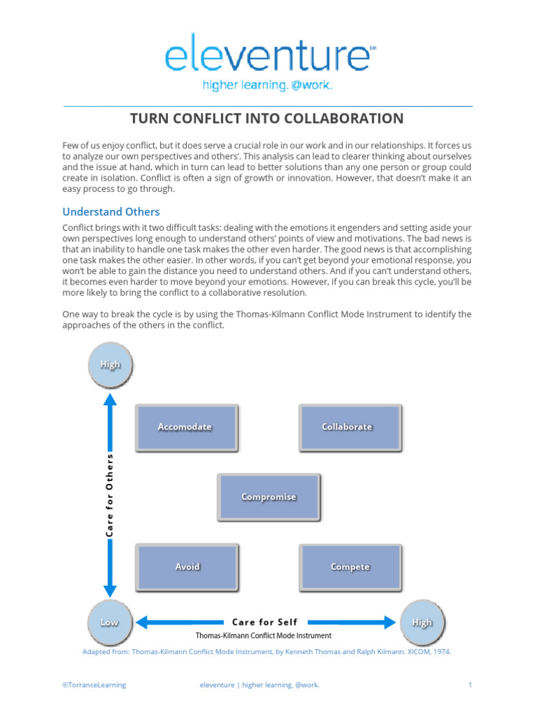 Conflict Resolution for Collaboration | PDF | Emotions | Motivational
