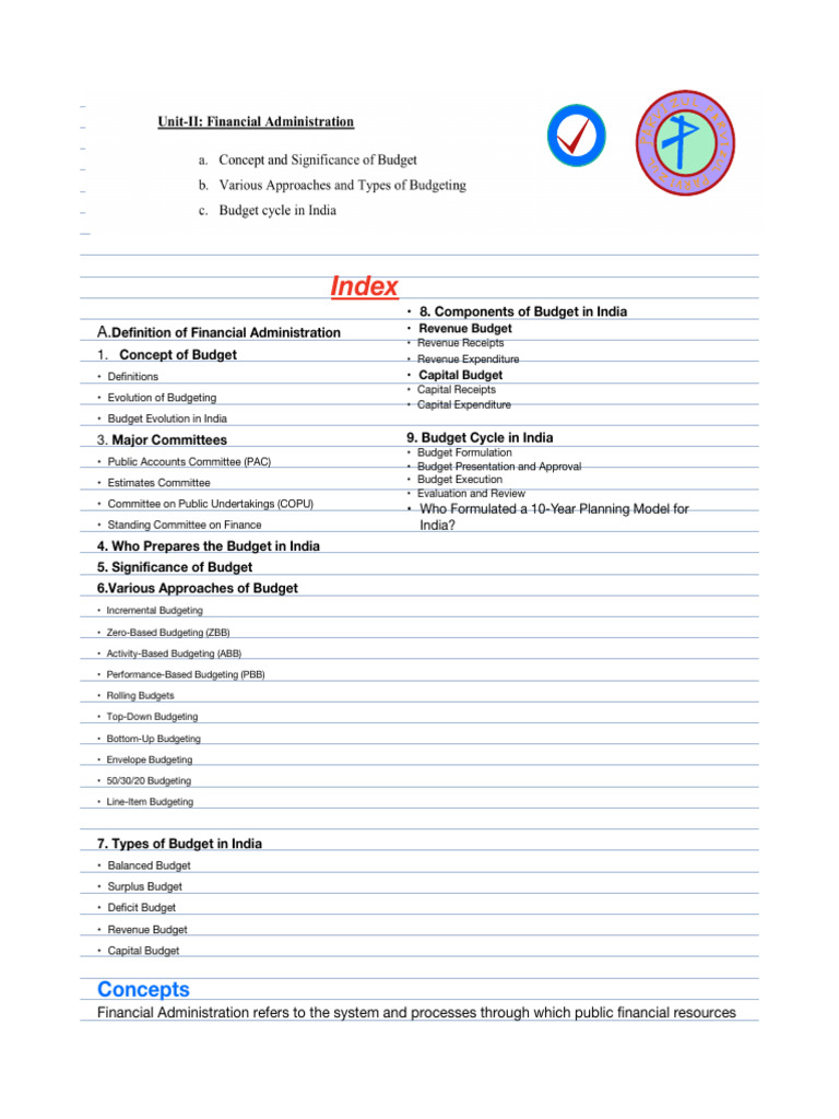 Unit 2 - Financial Administration | PDF | Budget | Government Budget