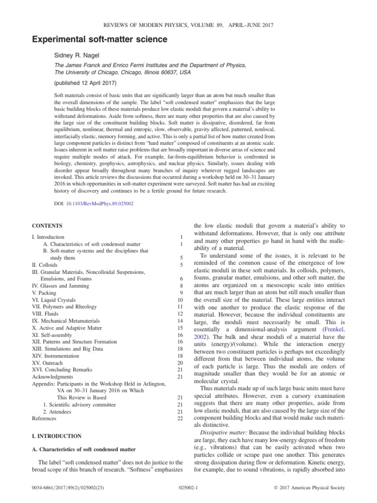 Exp. Soft Matter Science | PDF | Soft Matter | Colloid