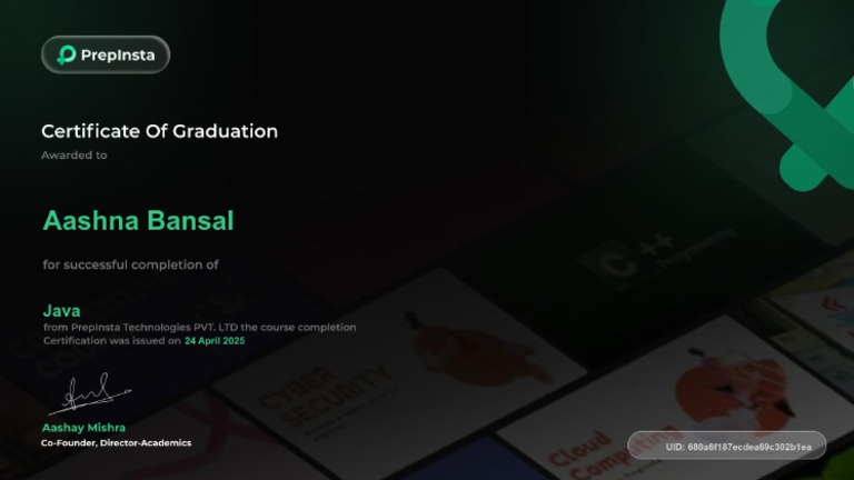 Certificate Java 1372555 | PDF