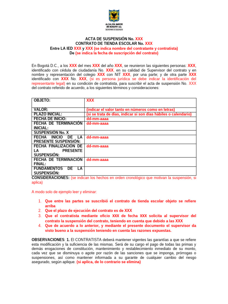 Modelo Acta de Suspensi N | PDF