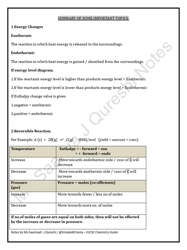 Igcse - Chemistry - Some Important Points | PDF | Salt (Chemistry) | Anode