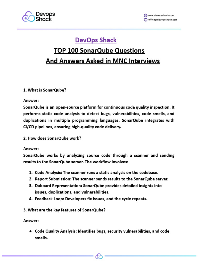 Sonarqube Interview Questions & Answers | PDF | Databases | Postgre Sql