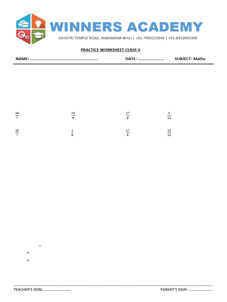 Class V Maths Rev Worksheet Part 1 | PDF | Elementary Mathematics | Numbers