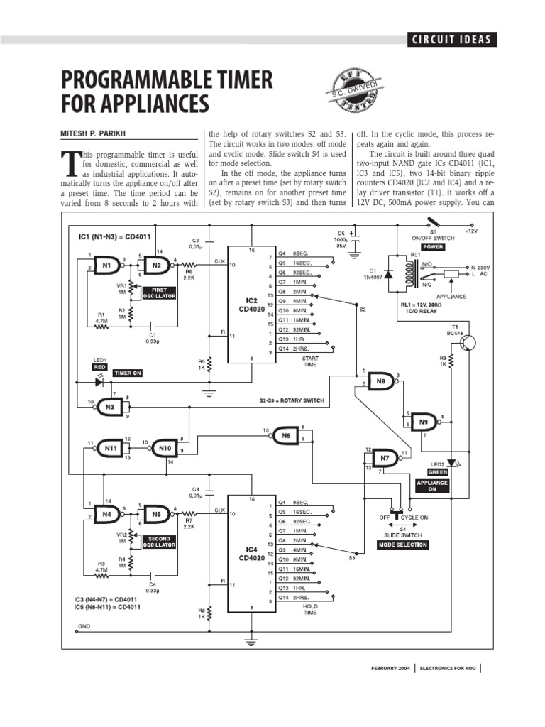 Programmable Appliance Timer | PDF | Relay | Switch