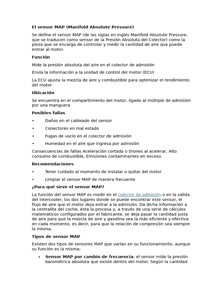 El Sensor MAP | PDF | Turbocompresor | Sensor