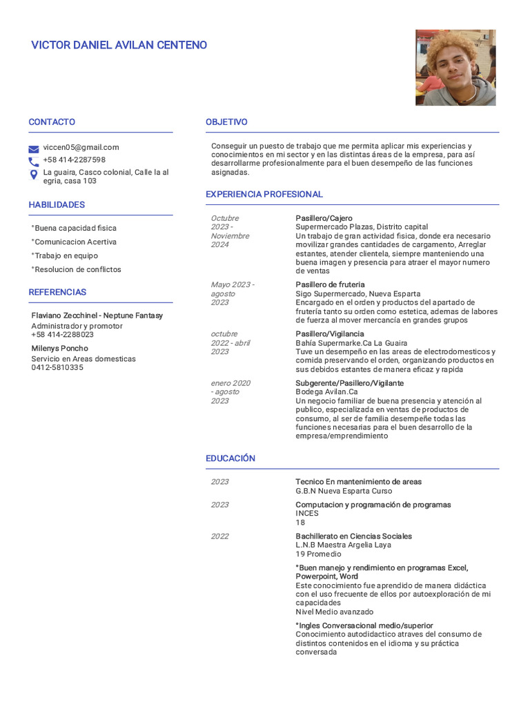 CV de Victor Daniel Avilan Centeno | PDF