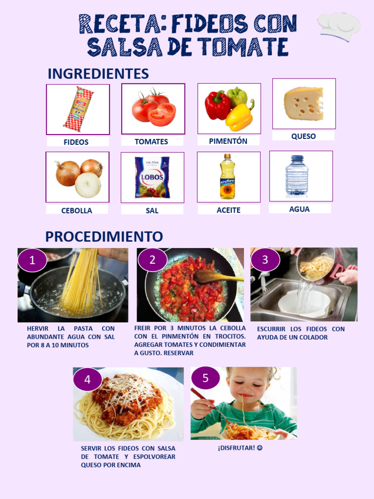Receta Fideos Con Salsa de Tomate | PDF