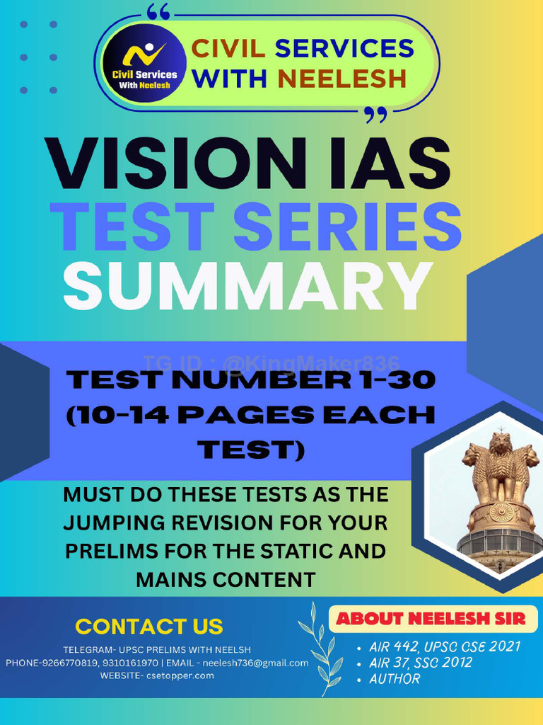 Vision IAS Test Series Summaries 2025 Prelims by Neelesh Team LPRPDV ...