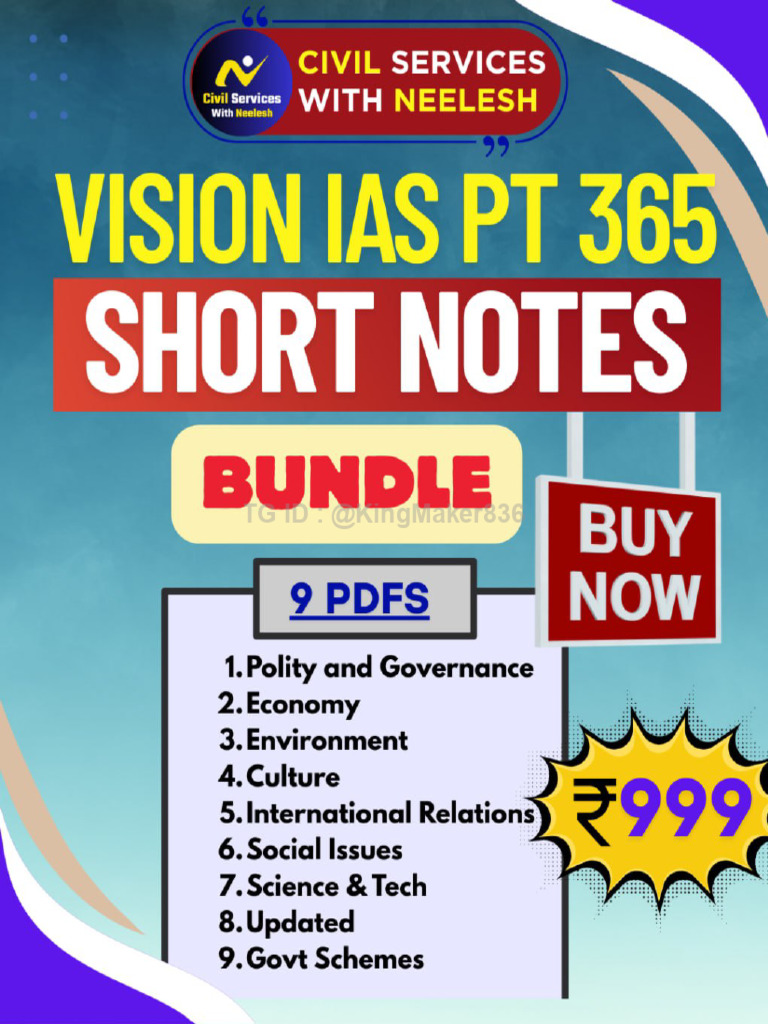 Vision IAS PT 365 Short Notes Bundle by Neelesh Sir Team LPRPDV | PDF ...