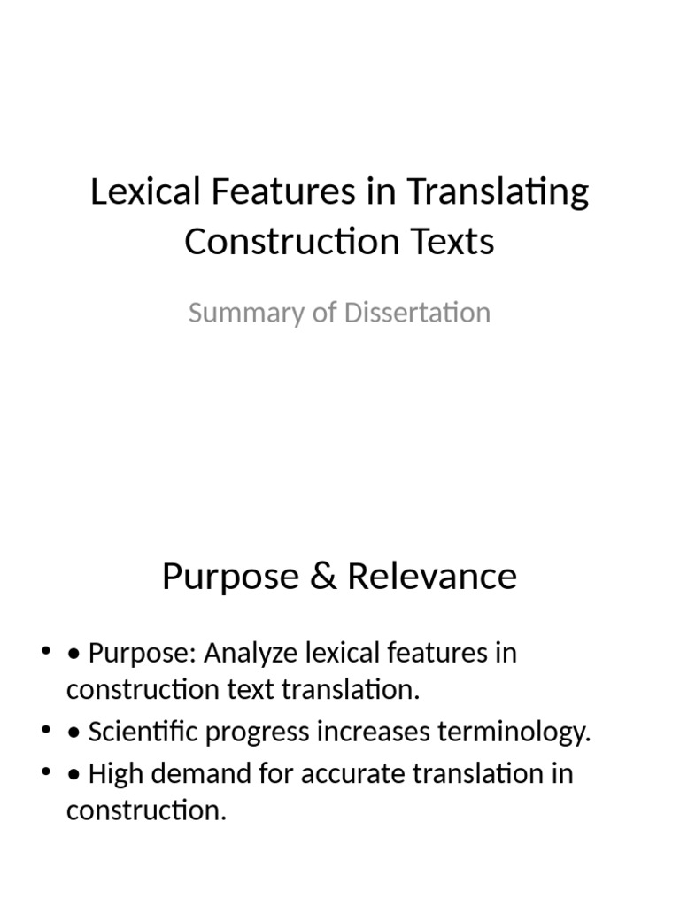 Construction Translation Summary | PDF