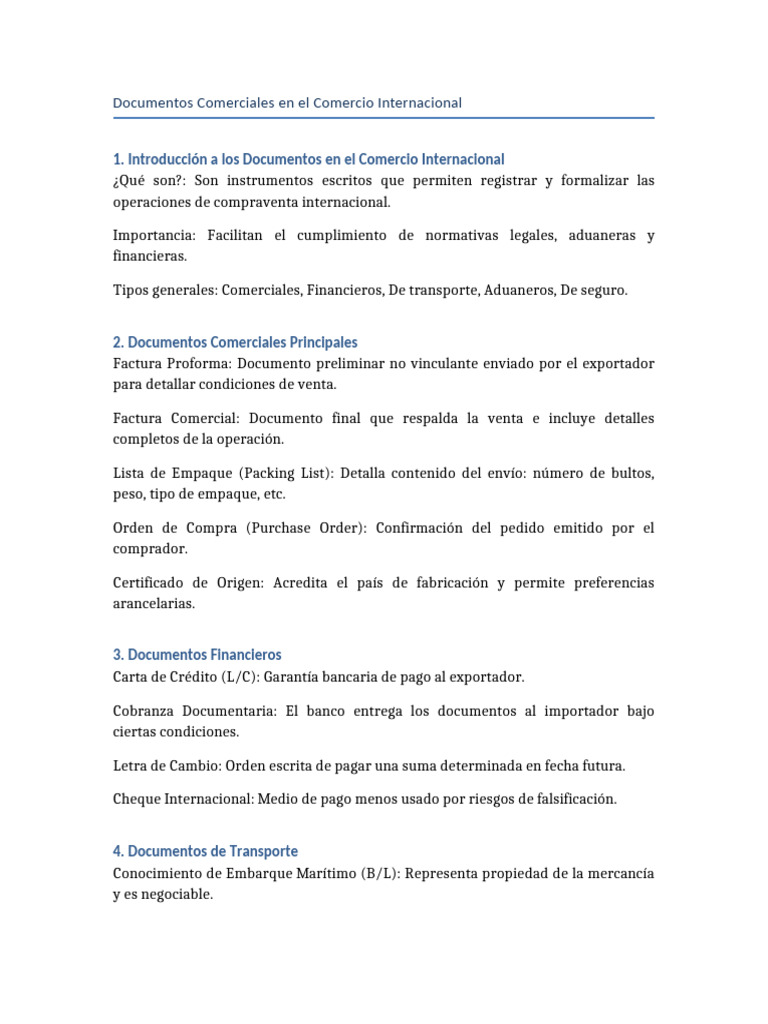 Documentos Clave en Comercio Internacional | PDF | aduana | Acuerdo ...