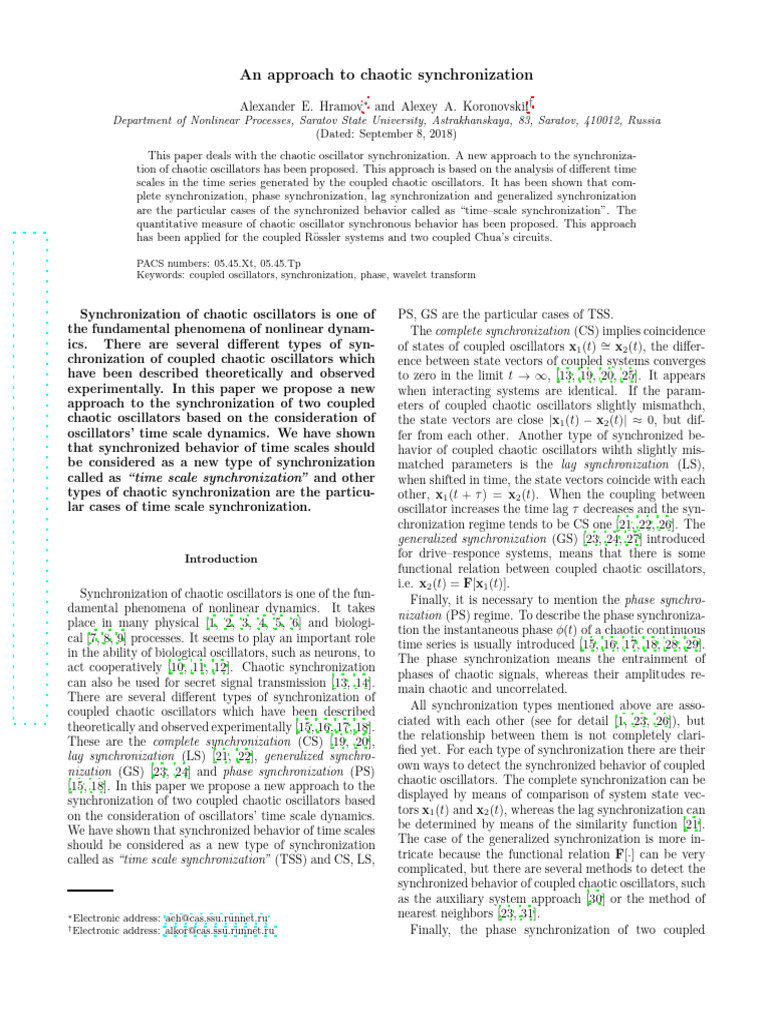0504045v1 Chaos and Writing | PDF | Synchronization | Phase (Waves)