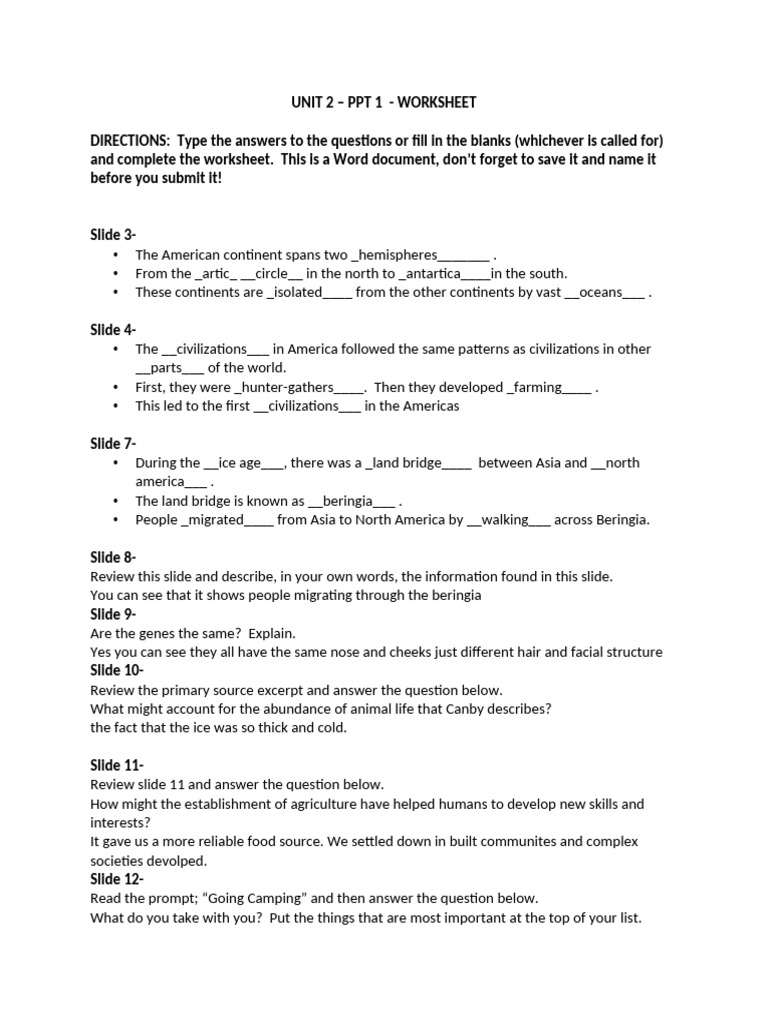 Unit 2 - PPT 1 - Worksheet Spring-22-1 | PDF
