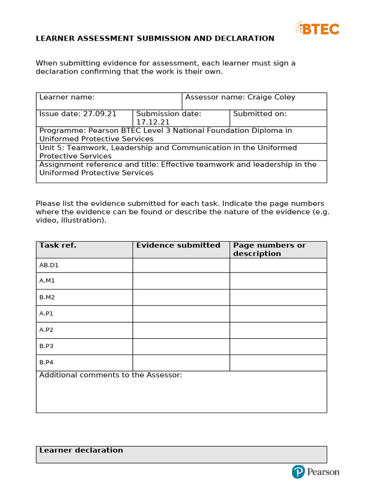 Unit 5 - Assignment 1 - Learning Aim A B | PDF | Leadership | Learning